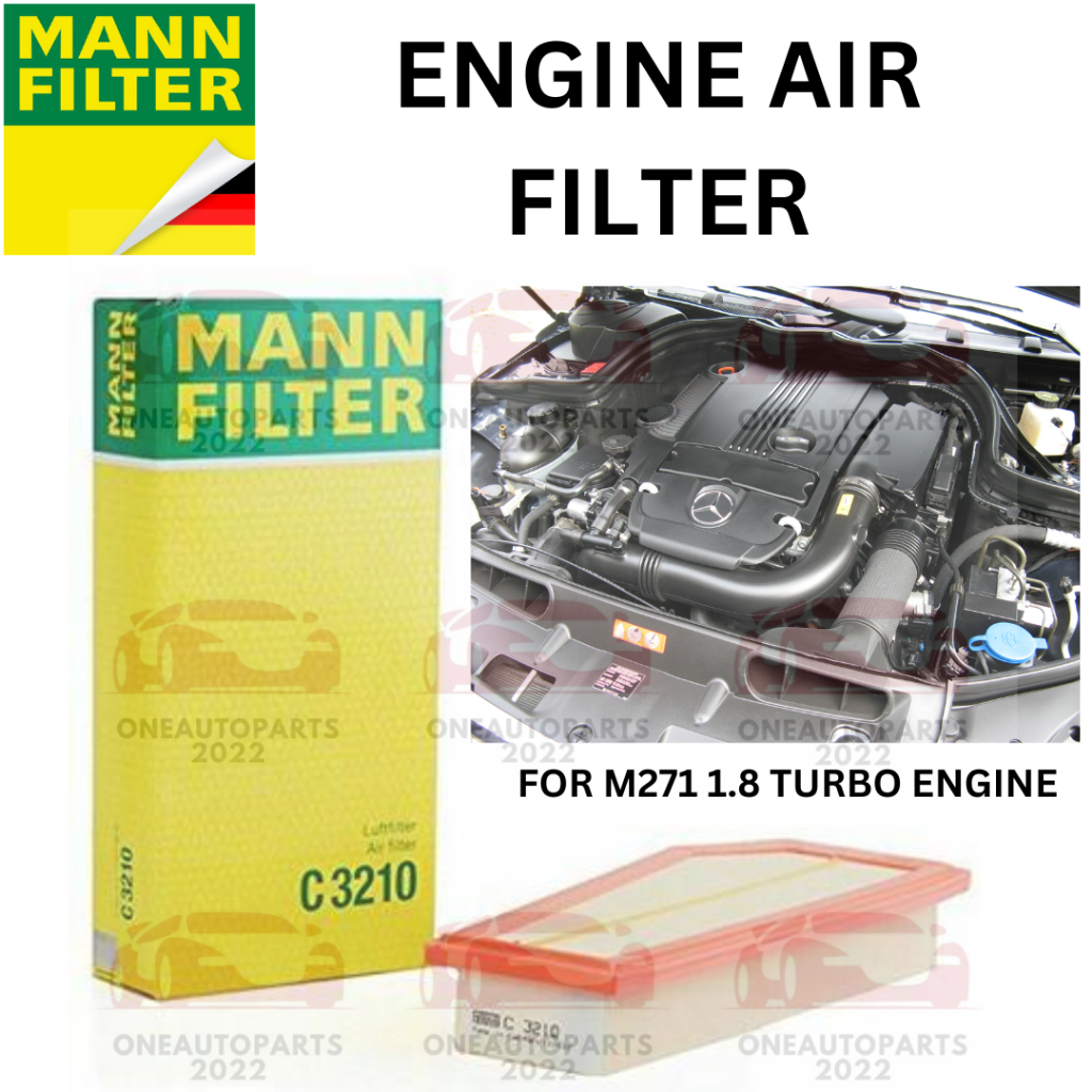 MANN FILTER GERMANY AIR FILTER MERCEDES BENZ M271 1.8 CGI ENGINE W204 ...