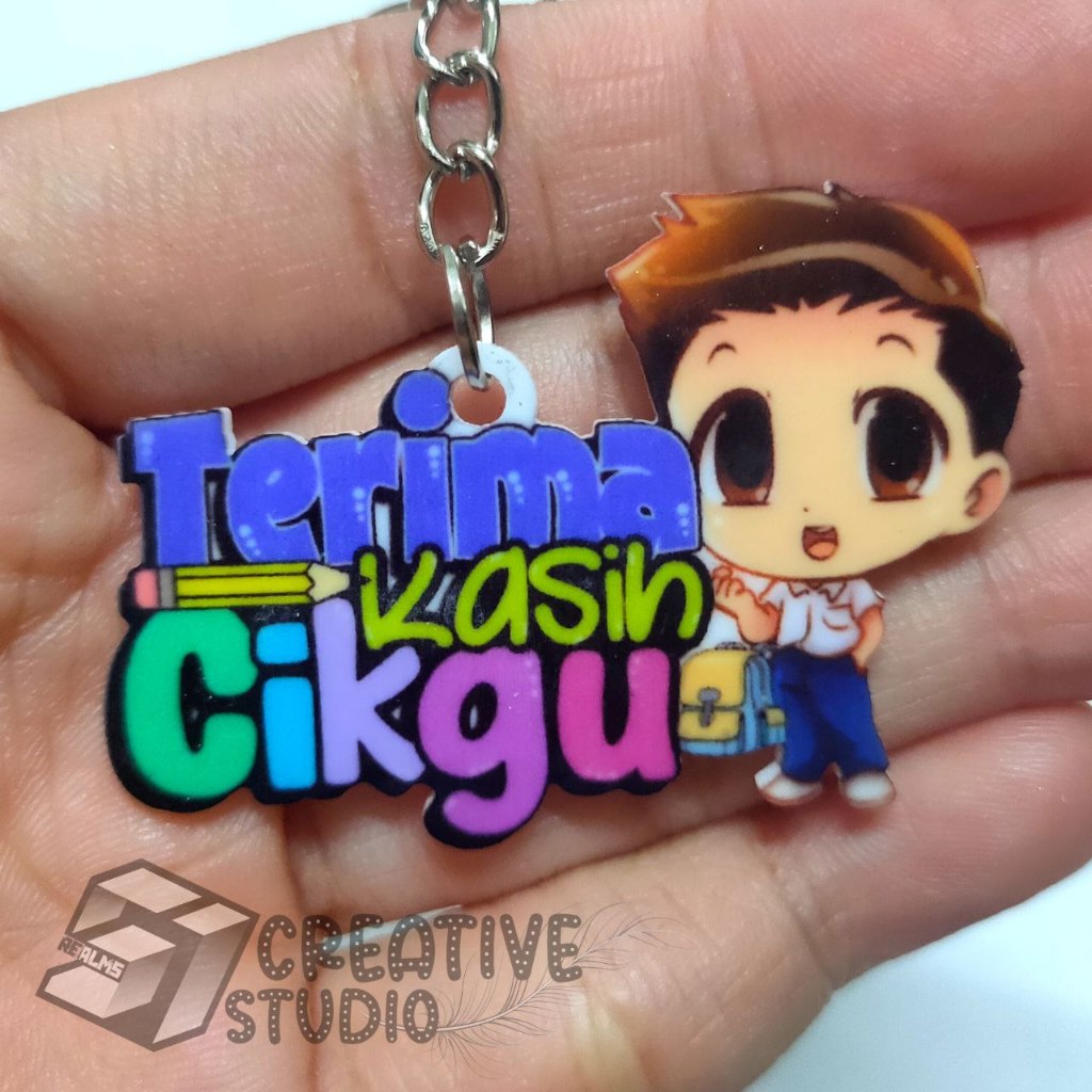 Keychain Terima Kasih Cikgu Keychain Hari Guru Hadiah Guru | Shopee ...