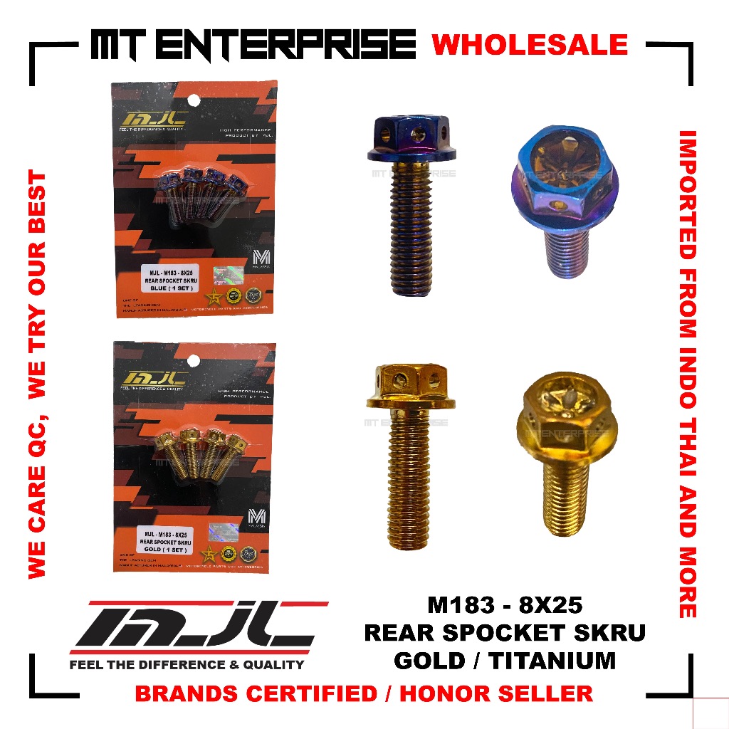 FREE ENGINE OIL - MJL Original Rear Sprocket SKRU M183 - 8X25 - GOLD / TITANIUM | Shopee Malaysia