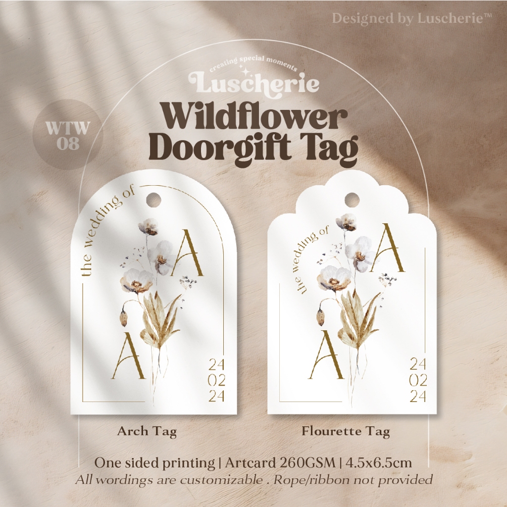 Tag Arch Wildflower [PRE ORDER] 100pcs Signature Wedding Thank You ...