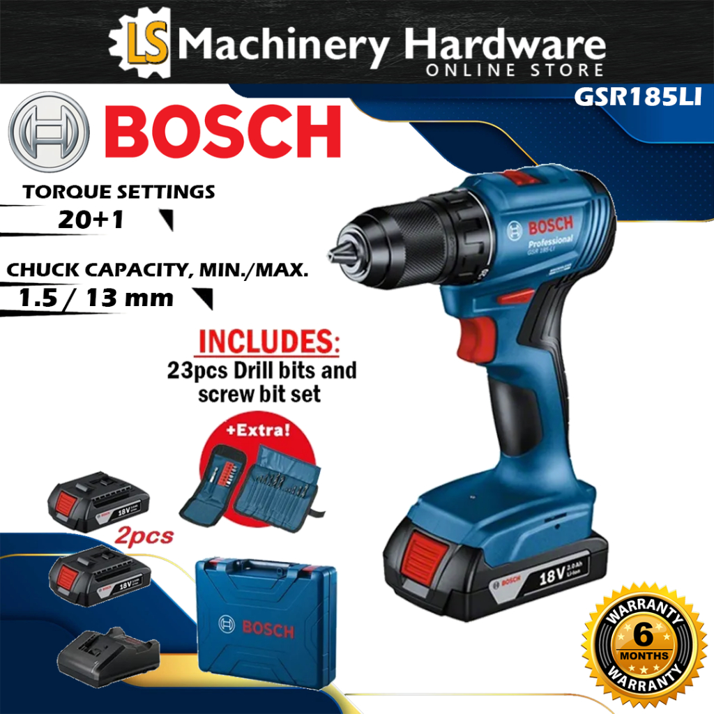 BOSCH GSR185-LI 18V Cordless Brushless Drill Driver - 1 Year Warranty ...