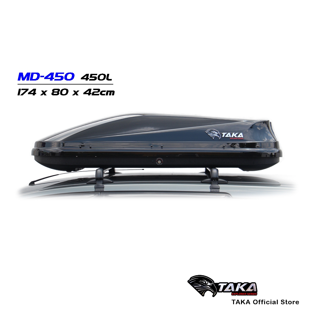 TAKA MD-450 Car Roof Box [Explorer Series] [XL Size] [Glossy Black ...