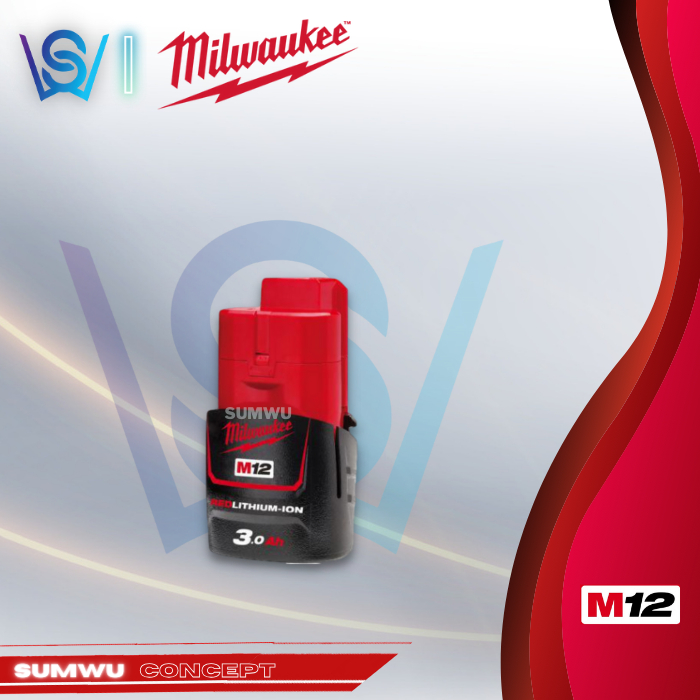 Milwaukee M12 RED LITHIUM ION 3.0AH Battery ( M12 B3 ) Starter Pack ...