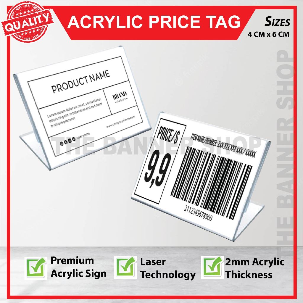 Acrylic PriceTag Display Holder, Akrilik Display Harga, Acrylic Name ...