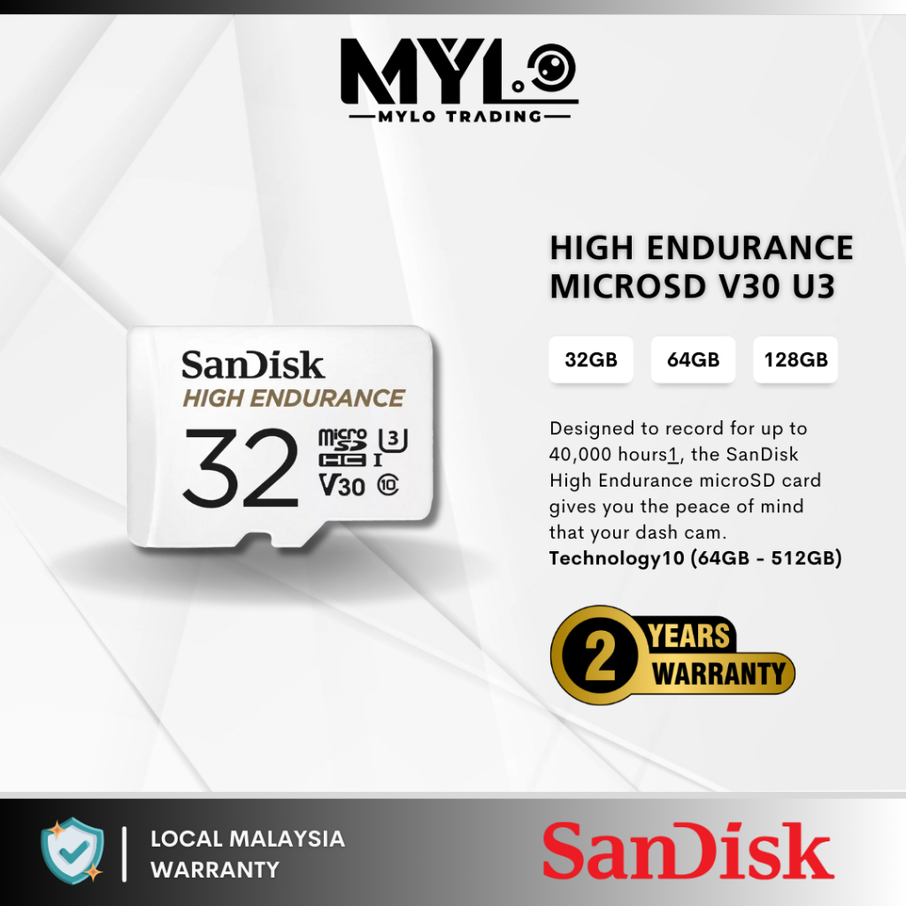 SanDisk High Endurance V30 U3 Class 10 microSD™ with Adapter for CCTV ...