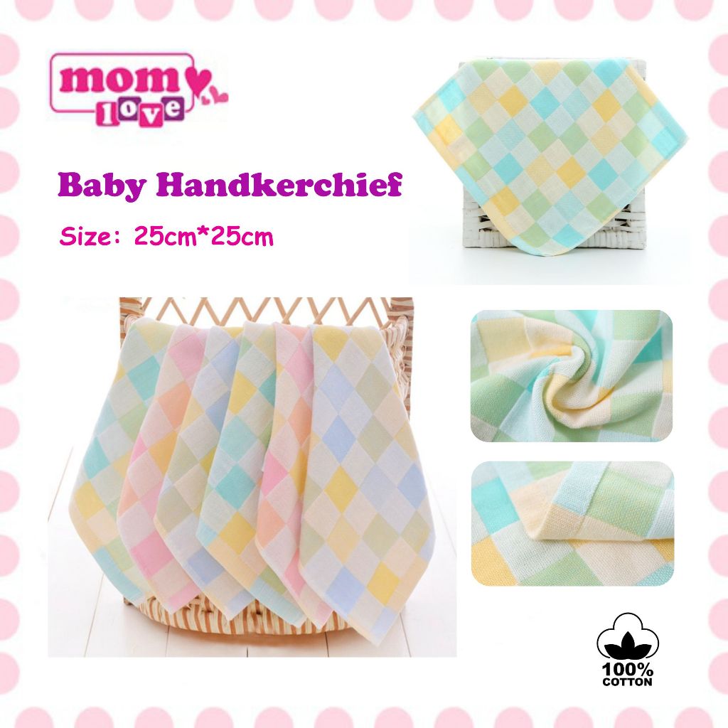 Baby Handkerchief Washcloth _ Color Grids / Gauze Soft Cotton ...
