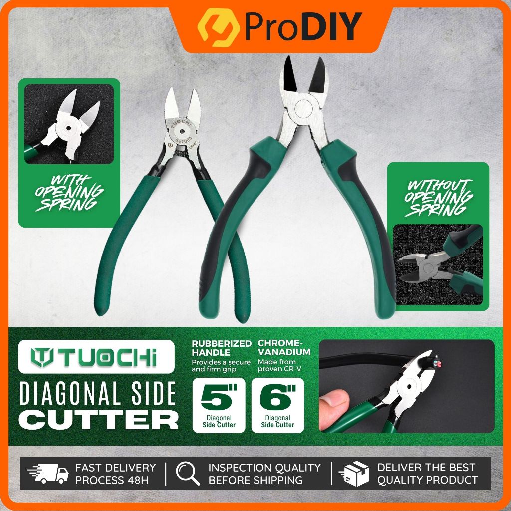 TUOCHI Side Cutter Diagonal Cutter Chrome Vanadium 5 inch / 6 inch ...