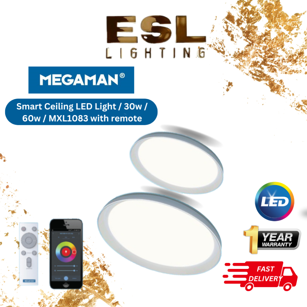 Megaman Smart Ceiling LED Light / 30w / 60w / MXL1083 with remote ...