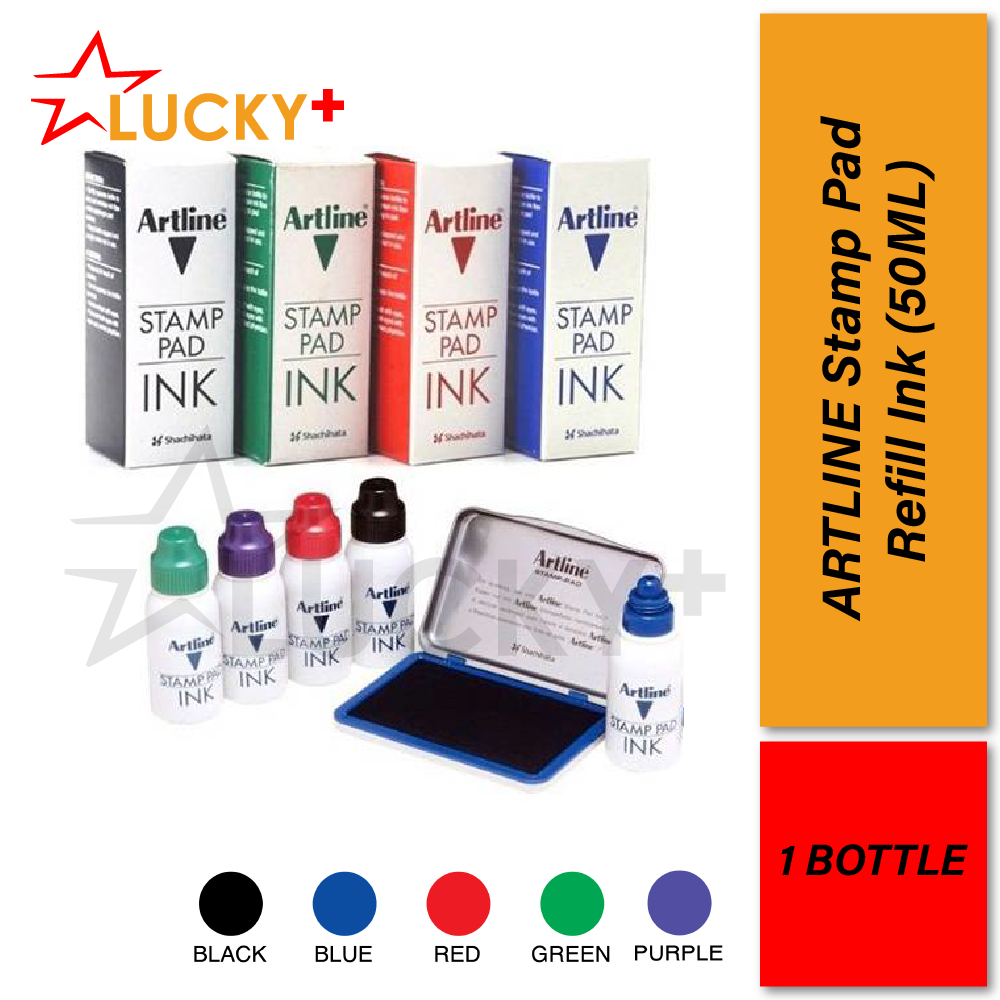Artline Stamp Pad Ink 50ml (1Bottle) - Black, Blue, Red, Green, Purple | Shopee Malaysia