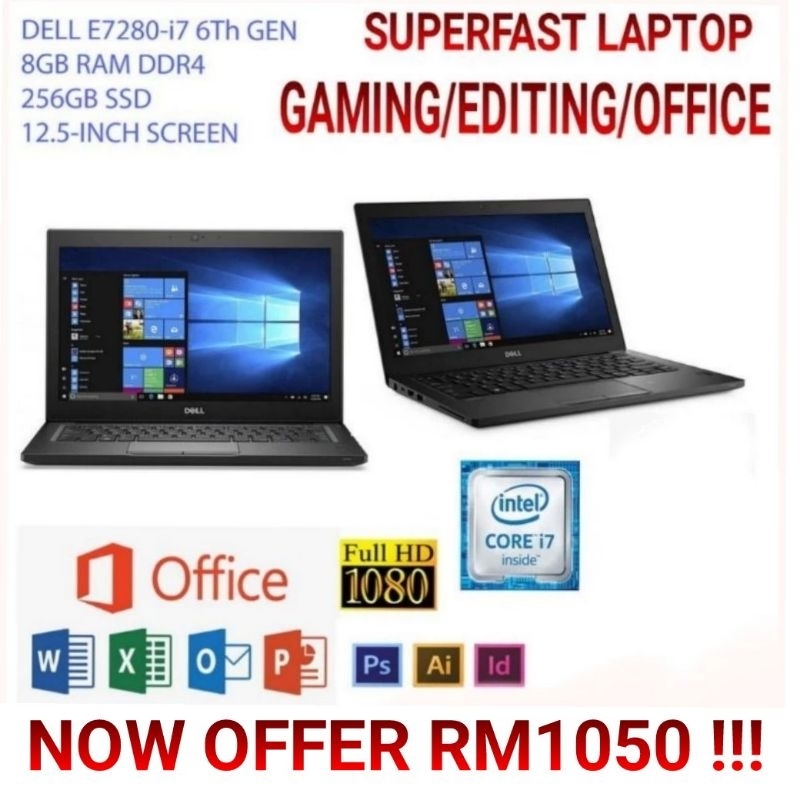 LAPTOP SUPER LAJU, DELL LATITUDE E7280 CORE I7 6TH,8GB RAM DDR4 ,SSD ...