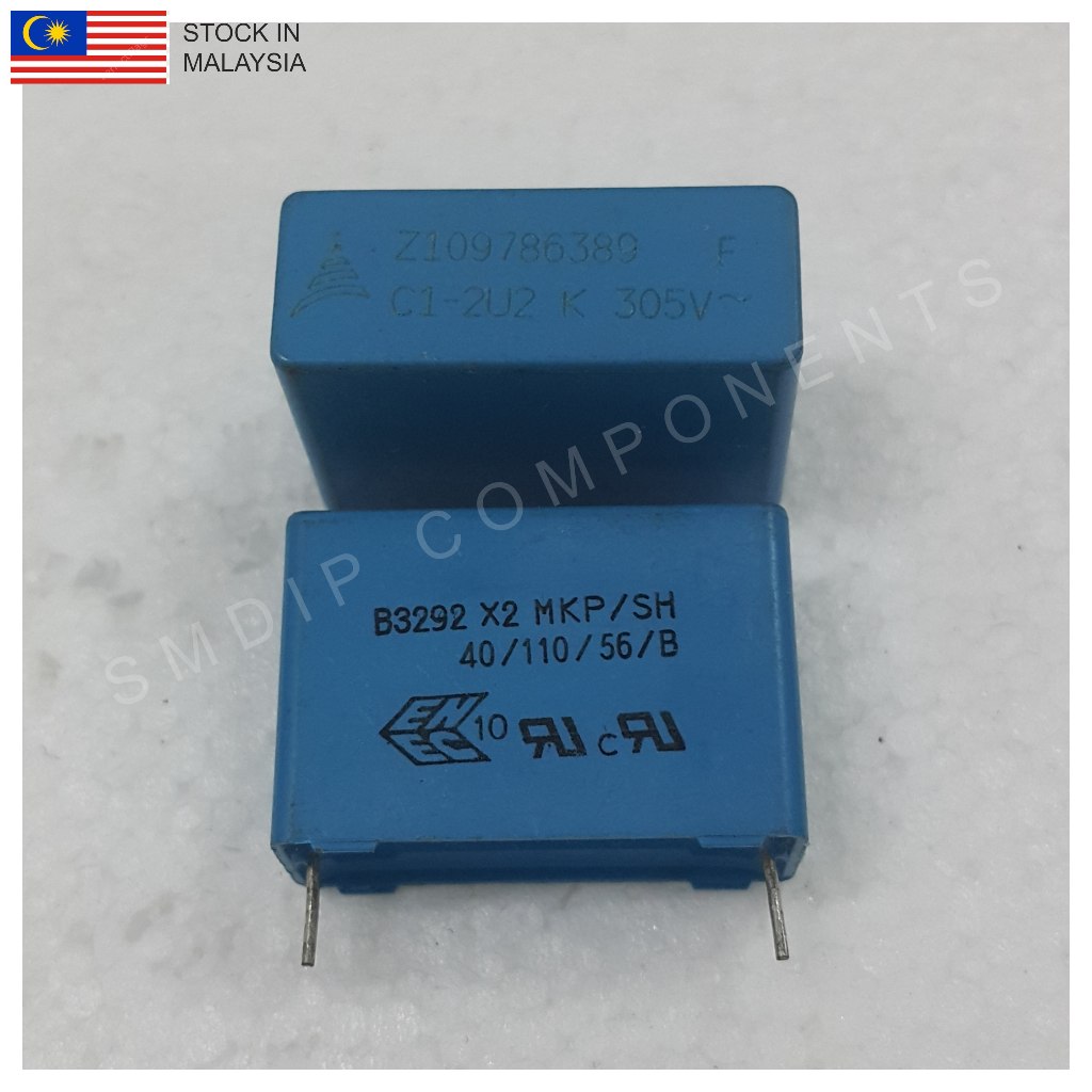 Epcos 2.2uF 305V, X2 AC Film Capacitor, 20.5 (H) x 12 (D) x 27.5mm ...