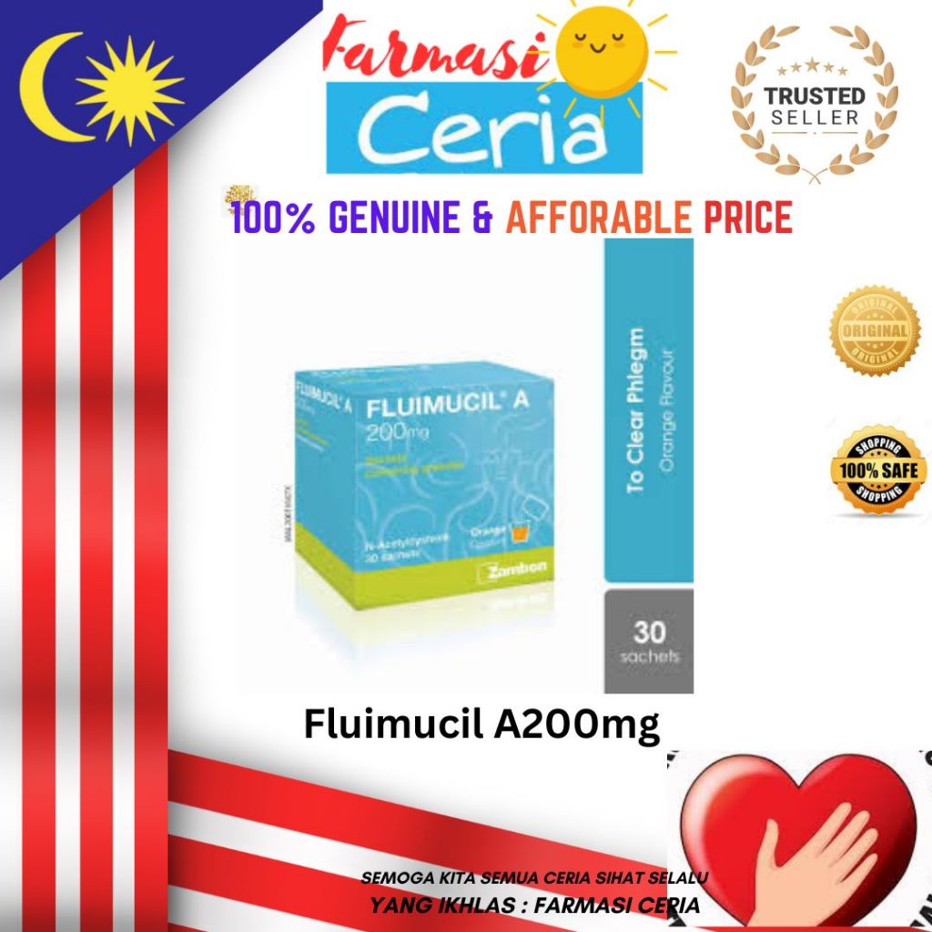 Fluimucil A 200mg (Orange) Sachet 30s | Clear Phlegm | Shopee Malaysia