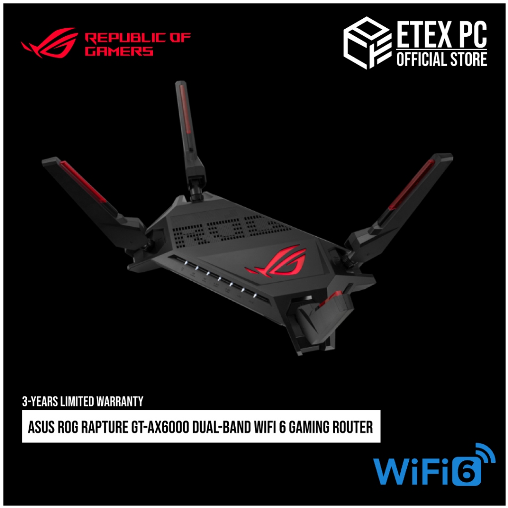 ASUS ROG Rapture GT-AX6000 DUAL-Band WiFi 6 Gaming Router # GT-AX6000 ...