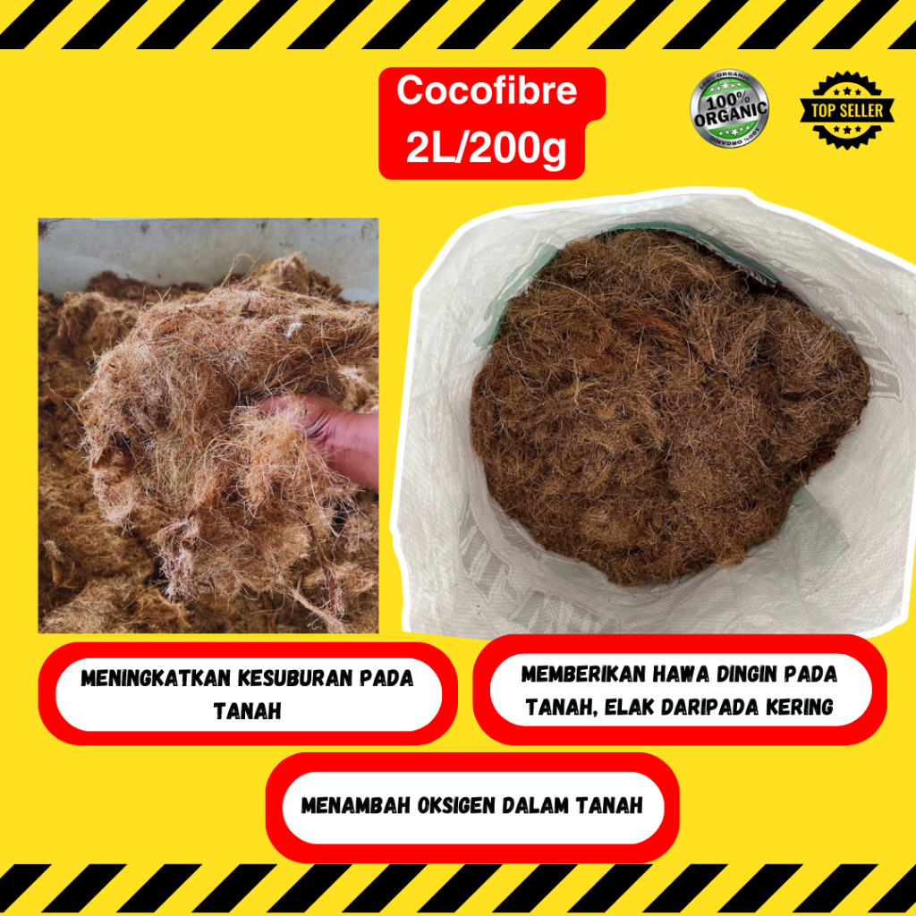 Cocofibre 2L/200g Sabut Kelapa Cocofiber Coconut Coco Long Fiber Untuk Indoor Plant | Shopee ...