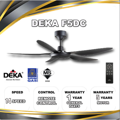 Deka DC Motor Ceiling Fan 56" KRONOS 5 Blade 7 Speed With Remote ...