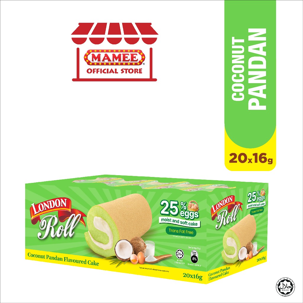London Swiss Roll - Coconut Pandan 20pcs x 16g | Shopee Malaysia