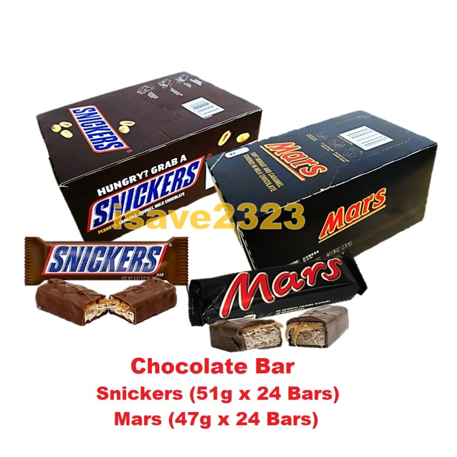 [BUY AT YOUR OWN RISK] Snickers & Mars Chocolate Bar (47g-51g x 24 Bars ...