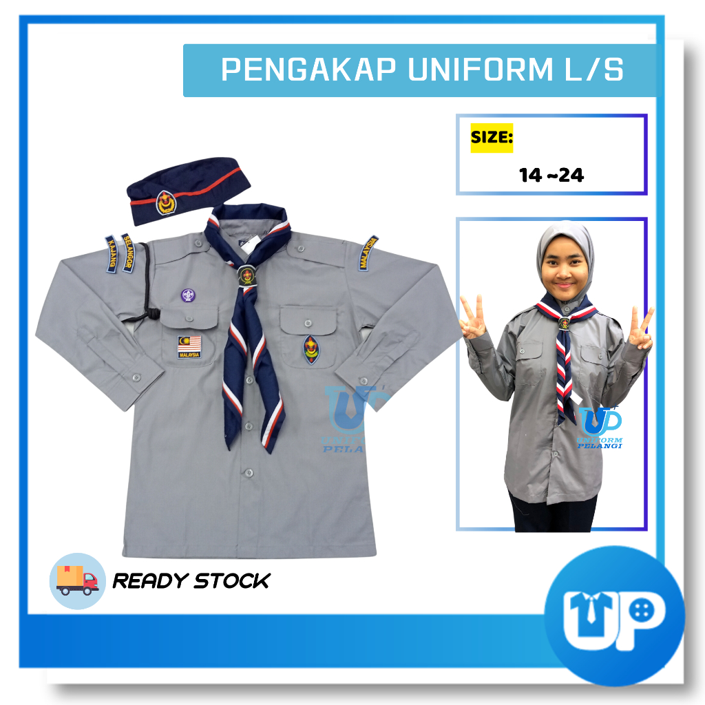 Pengakap Perempuan Uniform Scout Baju Kemeja Lengan Panjang Seluar Biru ...