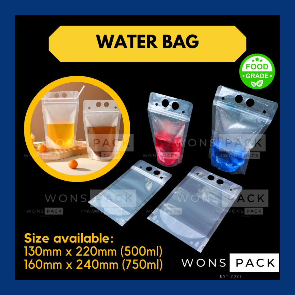 [100pc]Clear Plastic Stand Up Water Drink Juice / Clear Drink Bag /Bag ...
