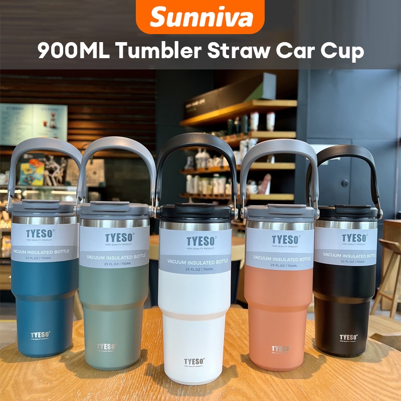 890ml 304 Stainless Steel Tumbler Straw Cup Double Layer Insulated Car Thermos Cup Water Tumbler ...