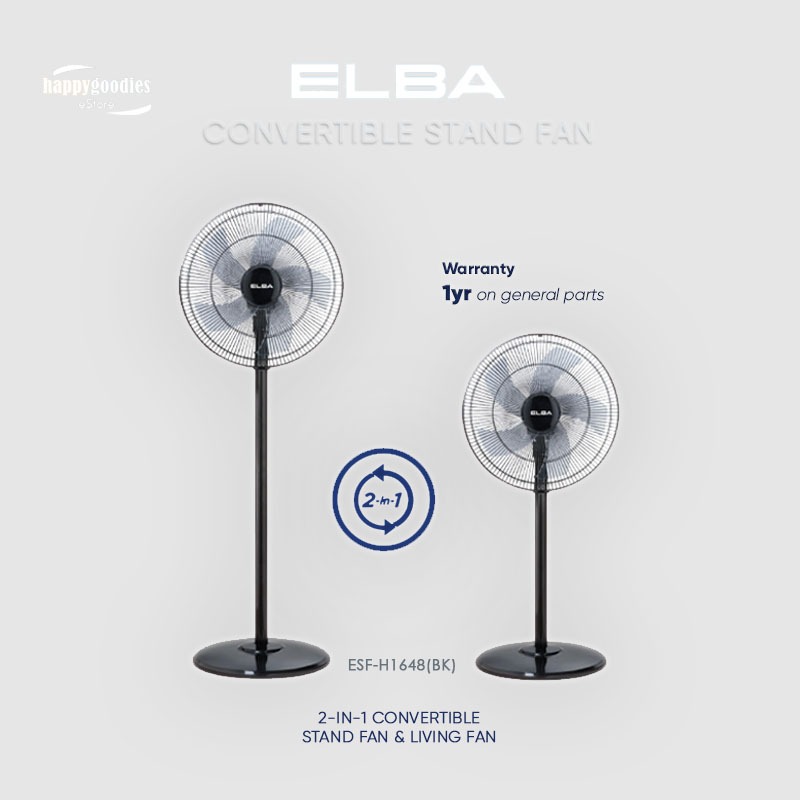 Elba 16" Convertible Stand Fan ESF-H1648(BK) | Shopee Malaysia