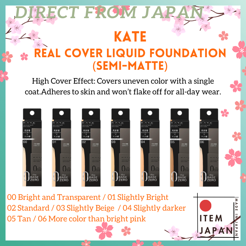 KATE Tokyo Real Cover Liquid Foundation ( Semi Matte ) 30ml ( 00 / 01 ...