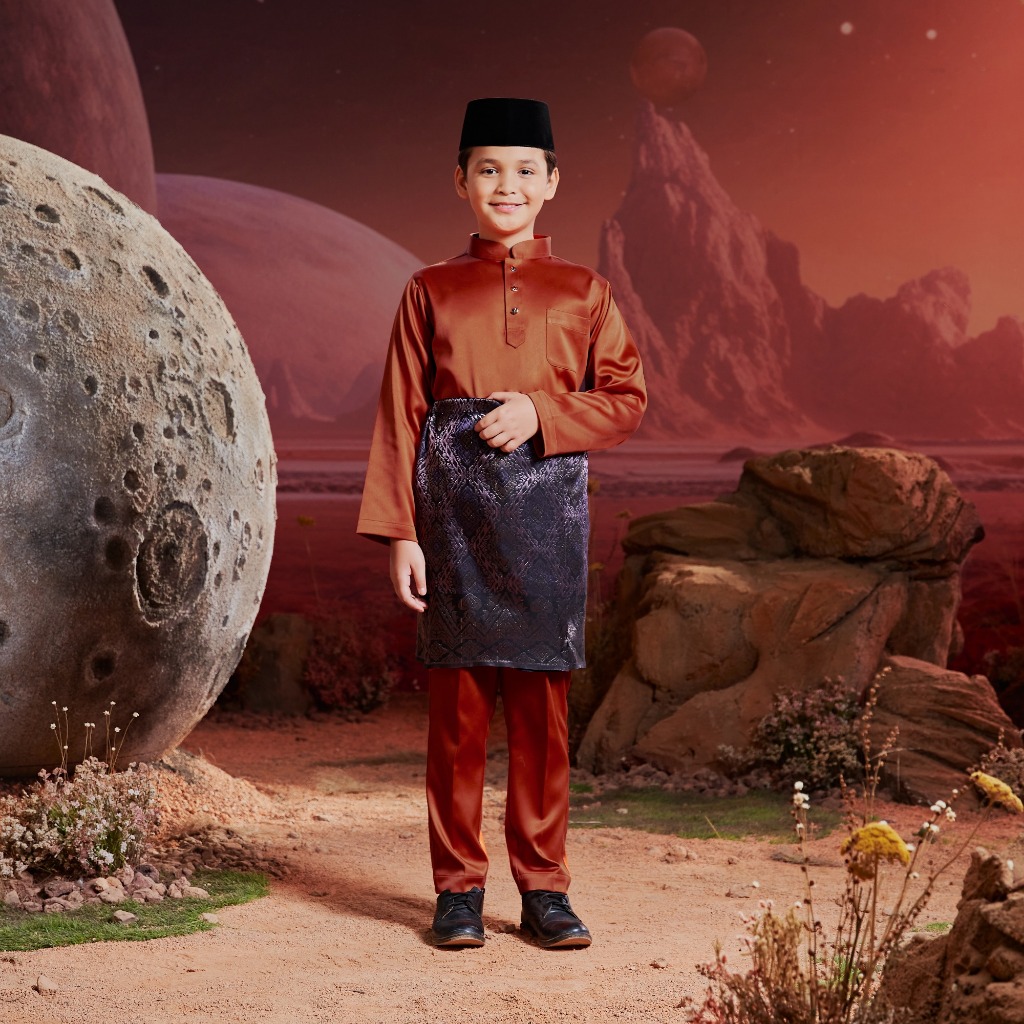 B69 RUSTY ORANGE - BAJU MELAYU BUDAK BULAN BINTANG (2024) | Shopee Malaysia