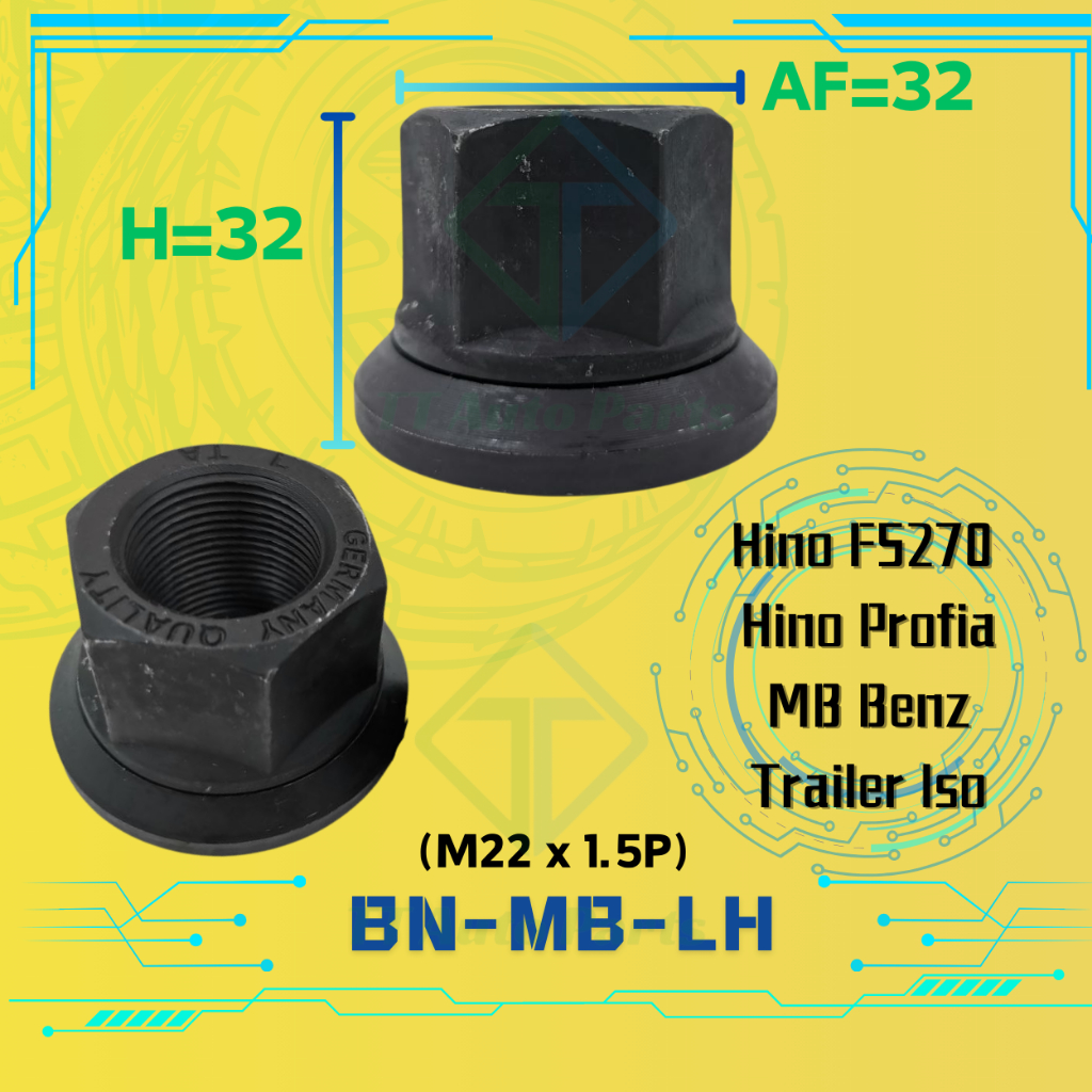 Mb Benz / Hino FZ270 / Profia / Trailer Iso Hub Bolt Nut Only / Tayar ...