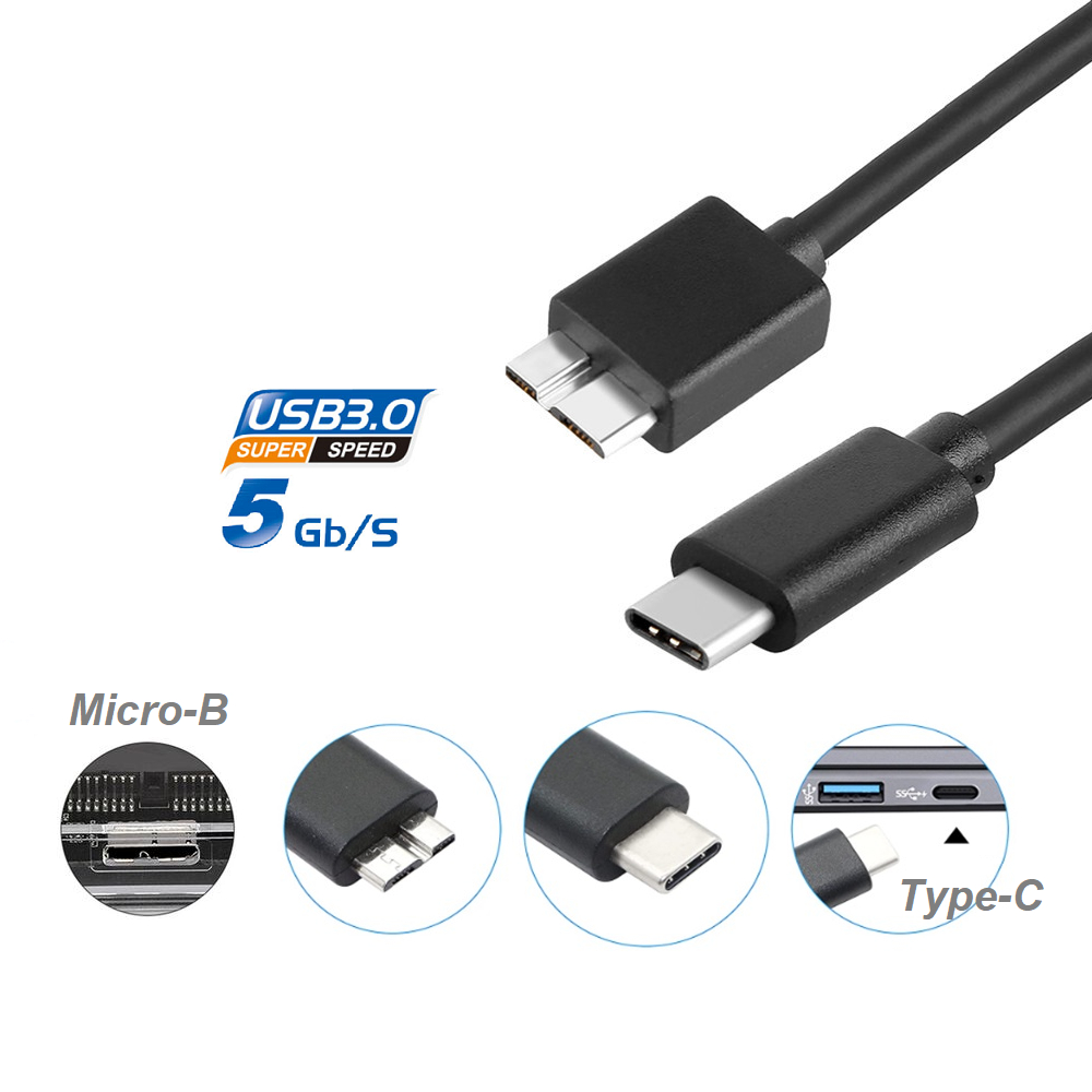 USB 3.0 External Hard Disk Cable (Micro-B to Type-C / Micro-B to USB-C ...