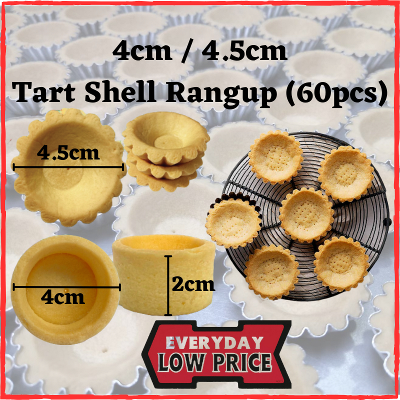 48pcs/60pcs Tart Shell Mini 4cm/4.5cm Shell Tart Rangup Hokkaido Harga ...