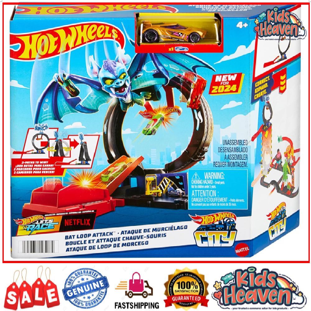 Hot Wheels City Bat Loop Attack Toy Car Track Set (100.0% Original ...