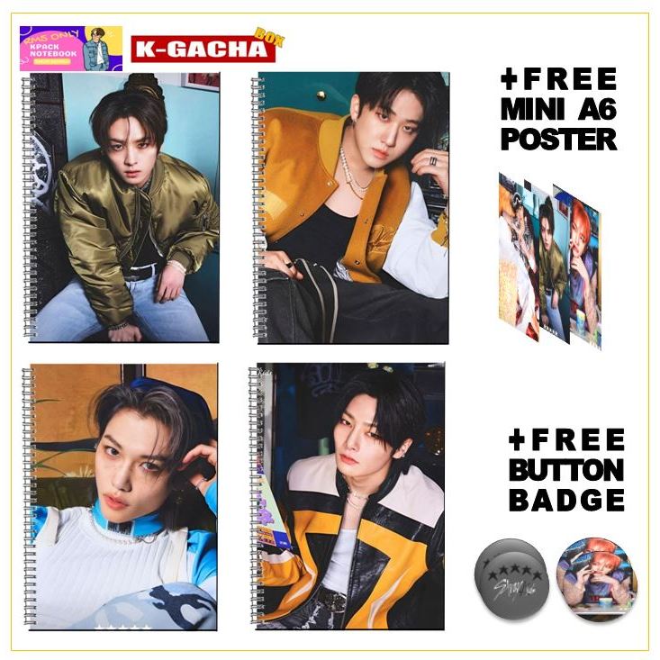 [STRAY KIDS] NOTEBOOK 5STAR SET FANKIT KPOP KIT BUTTON BADGE POSTER ...