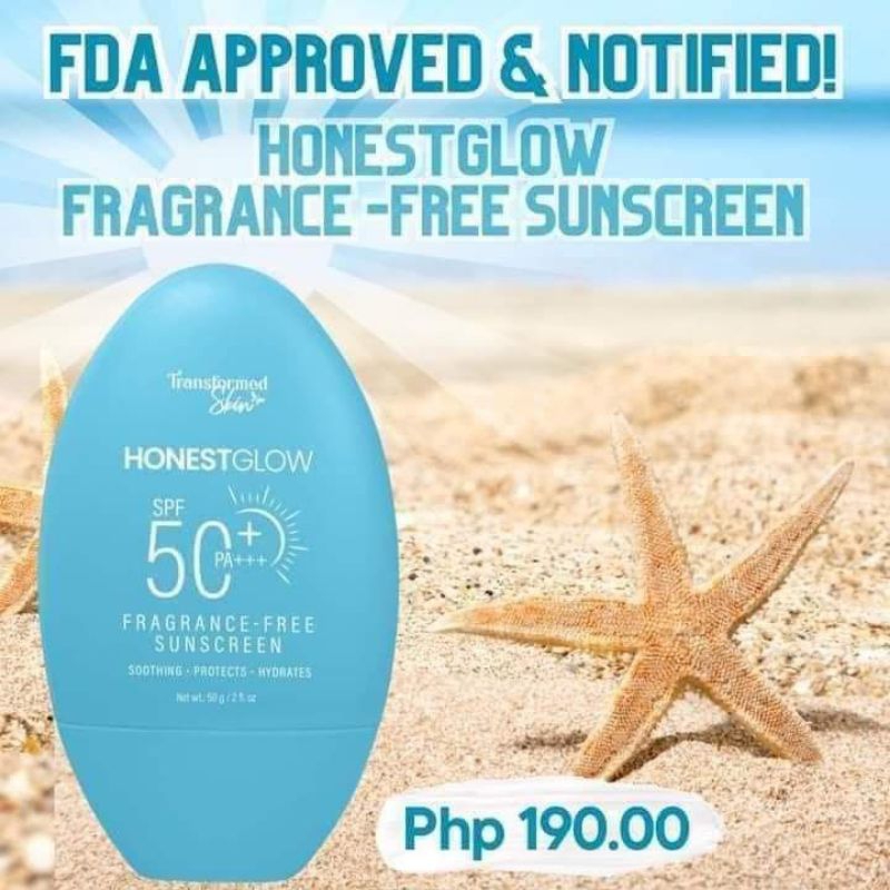 honest glow fragrance fee sunscreen spf50 | Shopee Malaysia