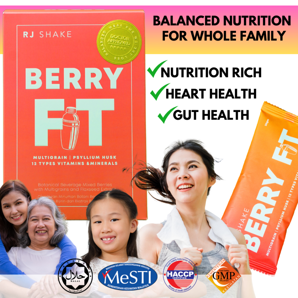 Berry Fit Healthy Family Meal Replacement VEGAN HALAL (1 box 10 sachet ...