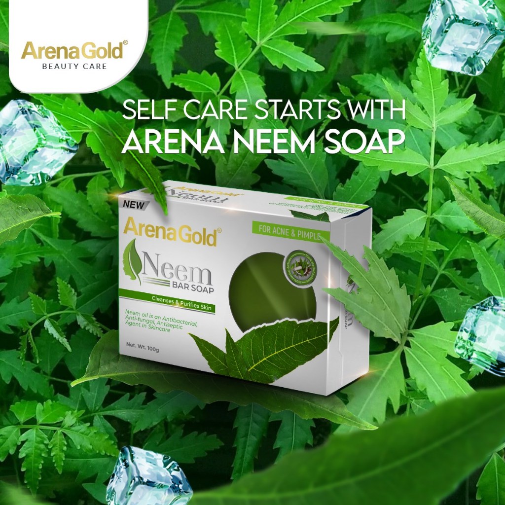 100% original, Arena Gold Neem Bar Soap Acne & Pimple - 100gm | Shopee ...