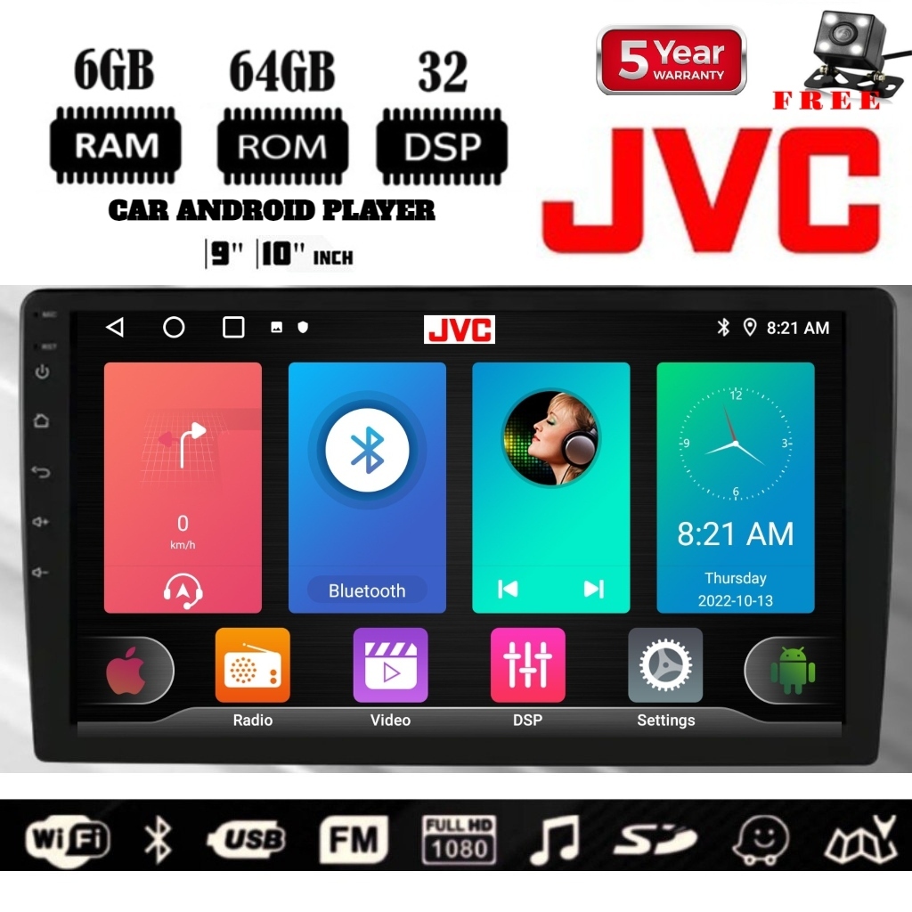 [6GB RAM+64GB ROM] JVC Style Android Player 9"10" inch Quad Core Car ...