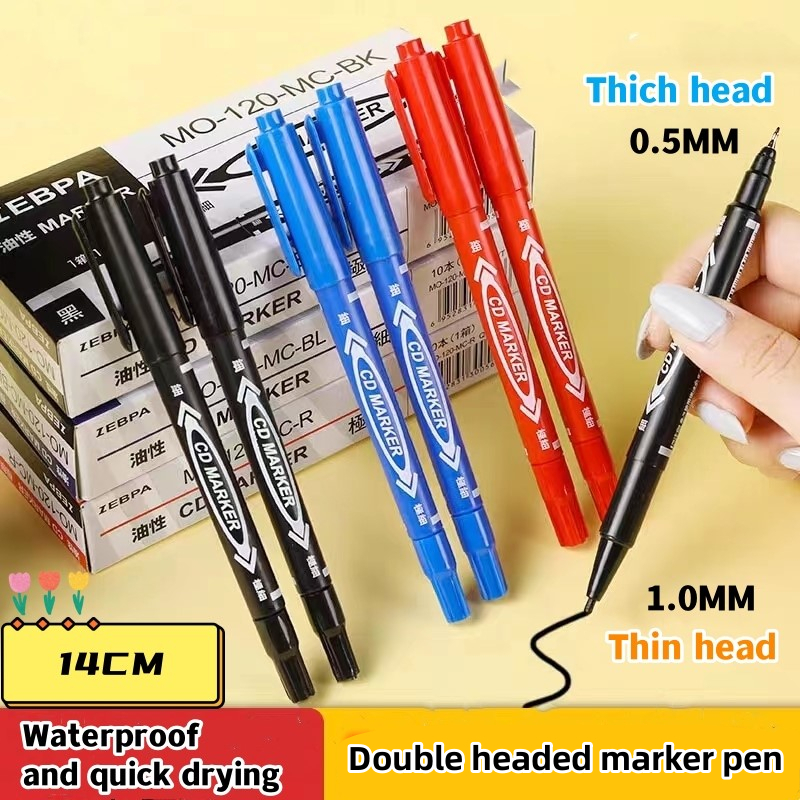 Permanent 2 Head Marker Pen with Fine and Extra Fine Points School And ...