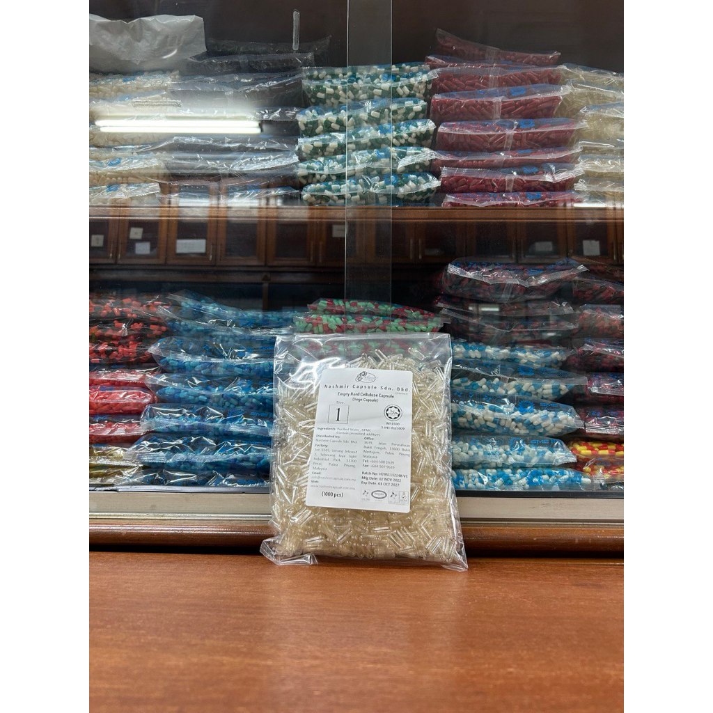 Vege Capsule/Size 1 Nashmir Empty Hard Cellulose Capsule素空胶囊 | Shopee ...