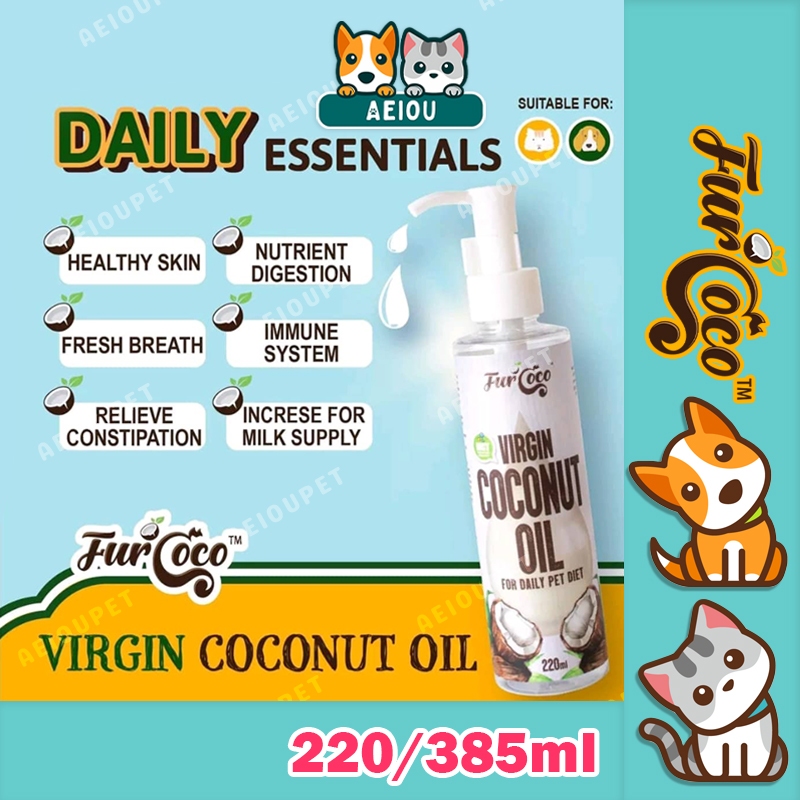 AEIOU😺 Furcoco Virgin Coconut Oil Pet Cat Dog 220ml 385ml Hair Skin ...