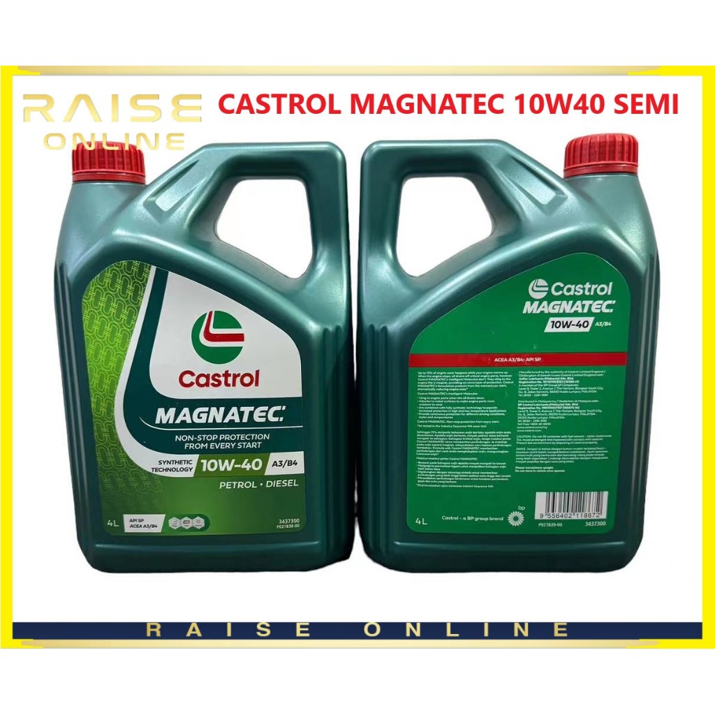 100 % ORIGINAL CASTROL MAGNATEC 10W40 SEMI SYNTHETIC ENGINE OIL 4 LITER ...