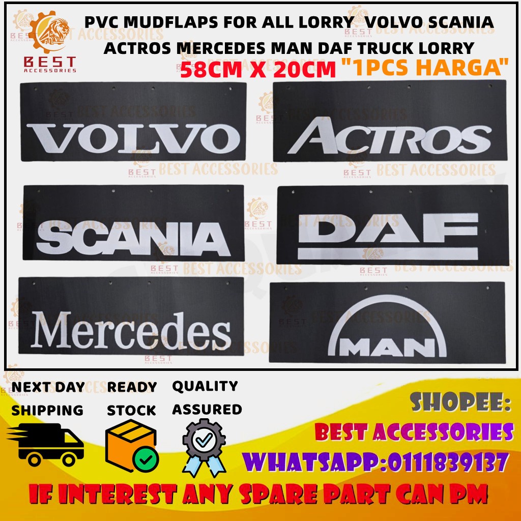 PVC MUDFLAPS FOR ALL LORRY MERCEDES ACTROS DAF MAN VOLVO SCANIA TRUCK ...
