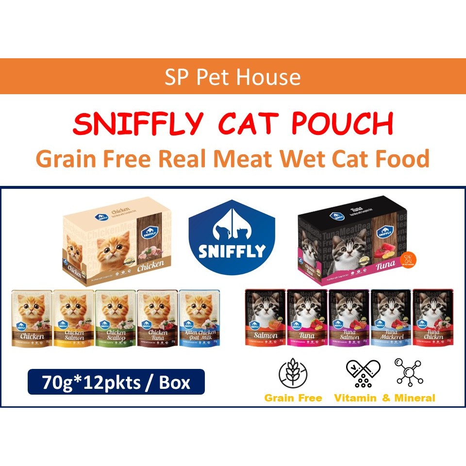 **BOX OF 12** Sniffly Grain Free Wet Cat Pouch (70g*12pkts / Box ...