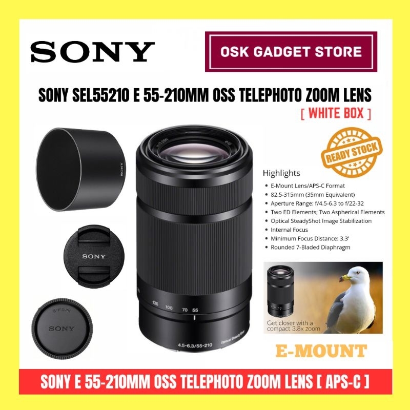 Sony SEL55210 E 55-210mm F/4.5-6.3 OSS Telephoto Zoom Lens For Sony APS ...