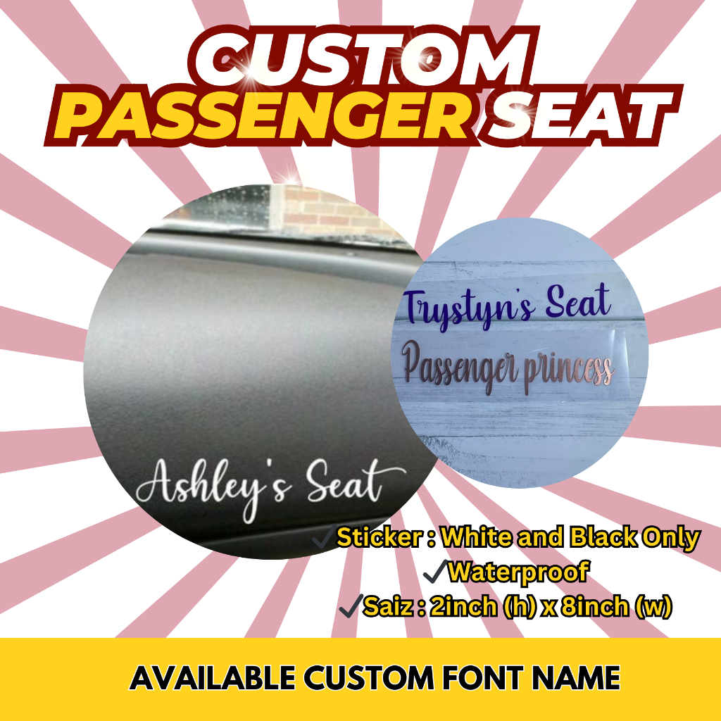 Custom Sticker Nama Passenger Seat |Sticker Passenger seat | Motor ...