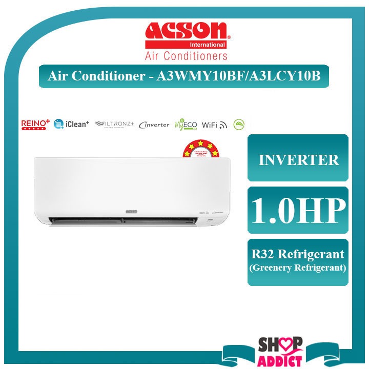 ACSON REINO+ SERIES INVERTER R32 AirCond A3WMY10BF 1.0HP I A3WMY15BF 1 ...