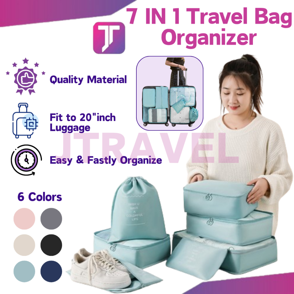Jtravel 7in1 Travel Organizer Pouch Bag Luggage Storage Packing Mesh ...