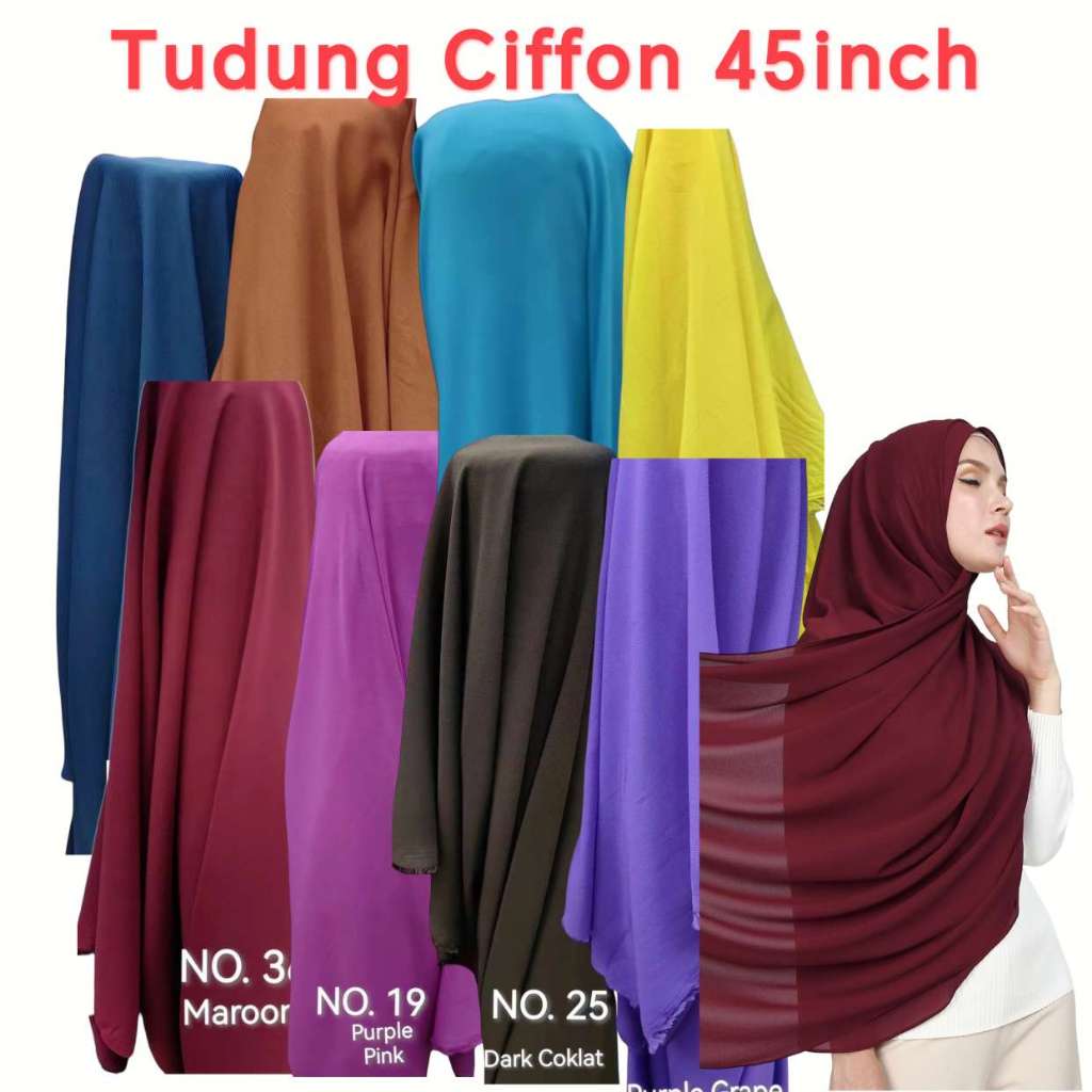 Kain Tudung Ciffon Georgette (Bidang 45") | Shopee Malaysia