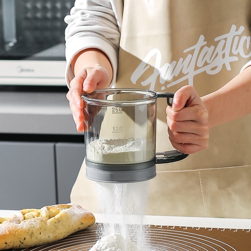 Semi-automatic Powder Sifter Handheld Flour Sieve Powder Mesh Filter ...