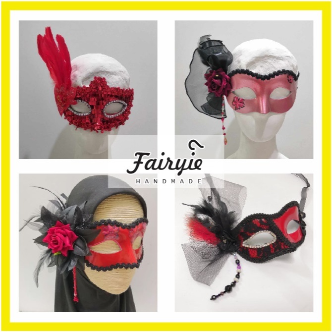 ⚡READY STOCK⚡ Red Black Lace Masquerade Party Mask Mysterious Black ...