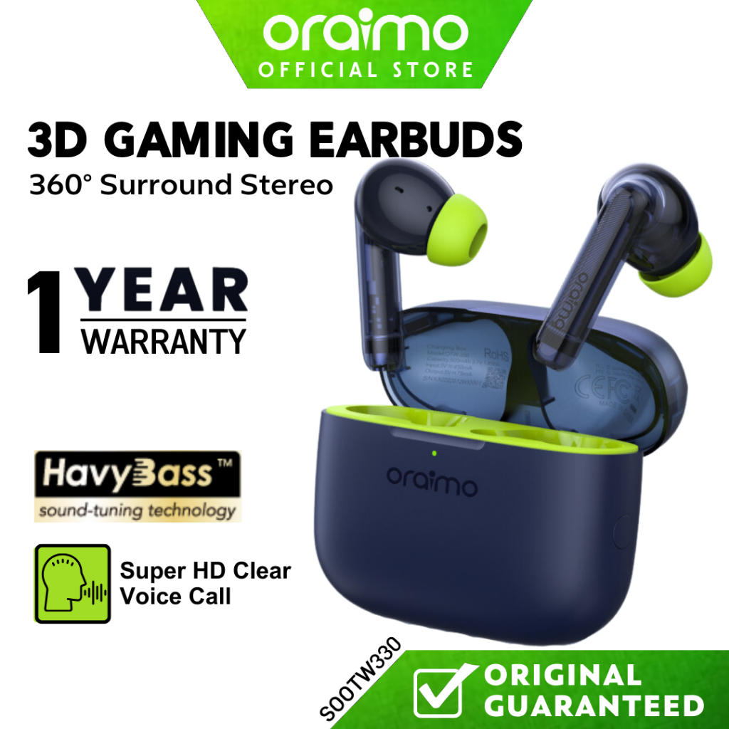 ORAIMO Gaming Low Latency Power Hi Res Bass TWS Bluetooth Earphone True ...